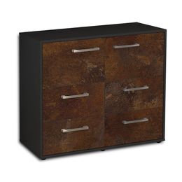 Stil.Zeit Sideboard Dana | Korpus Anthrazit | Rost mit Griffen (92x79x35cm)