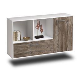 Stil.Zeit Sideboard Palmdale | Korpus Weiß | Treibholz hängend mit Griffen (136x79x35cm)