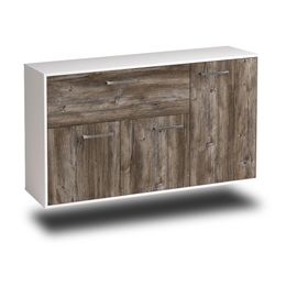 Stil.Zeit Sideboard Naperville | Korpus Weiß | Treibholz hängend mit Griffen (136x79x35cm)