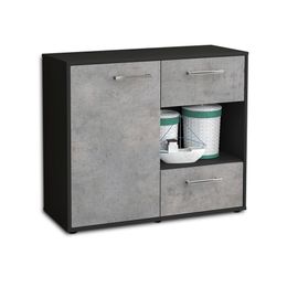 Stil.Zeit Sideboard Danica | Korpus Anthrazit | Beton mit Griffen (92x79x35cm)