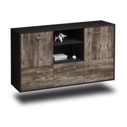 Stil.Zeit Sideboard Grand Prairie | Korpus Anthrazit | Treibholz hängend mit Griffen (136x79x35cm)