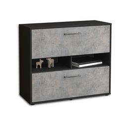 Stil.Zeit Sideboard Dalia | Korpus Anthrazit | Beton mit Griffen (92x79x35cm)