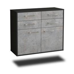 Stil.Zeit Sideboard Grand Rapids | Korpus Anthrazit | Beton hängend mit Griffen (92x79x35cm)