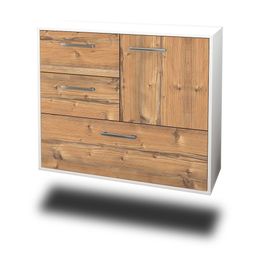 Stil.Zeit Sideboard Rancho Cucamonga | Korpus Weiß | Pinie hängend mit Griffen (92x79x35cm)