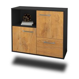 Stil.Zeit Sideboard Boise | Korpus Anthrazit | Eiche hängend mit Griffen (92x79x35cm)