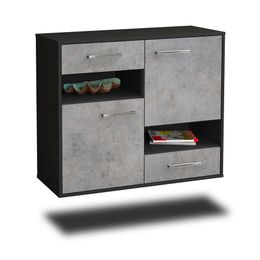 Stil.Zeit Sideboard Spokane | Korpus Anthrazit | Beton hängend mit Griffen (92x79x35cm)