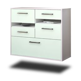 Stil.Zeit Sideboard Fayetteville | Korpus Weiß | Mint hängend mit Griffen (92x79x35cm)