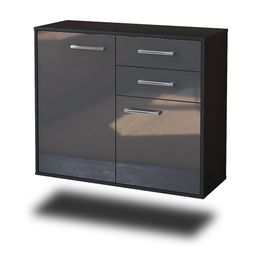 Stil.Zeit Sideboard Huntington Beach | Korpus Anthrazit | Grau hängend mit Griffen (92x79x35cm)