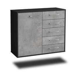 Stil.Zeit Sideboard Yonkers | Korpus Anthrazit | Beton hängend mit Griffen (92x79x35cm)