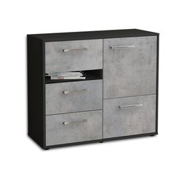 Stil.Zeit Sideboard Davina | Korpus Anthrazit | Beton mit Griffen (92x79x35cm)