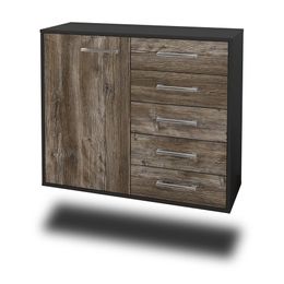 Stil.Zeit Sideboard Yonkers | Korpus Anthrazit | Treibholz hängend mit Griffen (92x79x35cm)