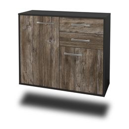 Stil.Zeit Sideboard Huntington Beach | Korpus Anthrazit | Treibholz hängend mit Griffen (92x79x35cm)