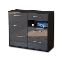 Stil.Zeit Sideboard Dariella | Korpus Anthrazit | Grau mit Griffen (92x79x35cm)