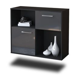 Stil.Zeit Sideboard Shreveport | Korpus Anthrazit | Grau hängend mit Griffen (92x79x35cm)