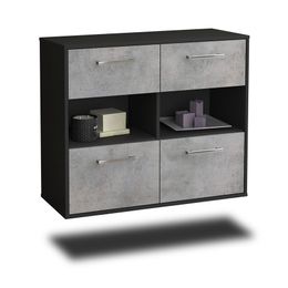 Stil.Zeit Sideboard Richmond | Korpus Anthrazit | Beton hängend mit Griffen (92x79x35cm)