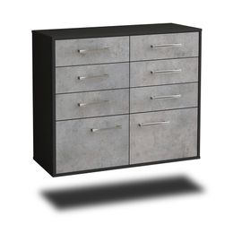 Stil.Zeit Sideboard Des Moines | Korpus Anthrazit | Beton hängend mit Griffen (92x79x35cm)