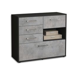 Stil.Zeit Sideboard Coco | Korpus Anthrazit | Beton mit Griffen (92x79x35cm)