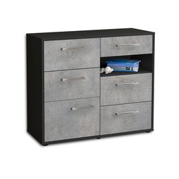 Stil.Zeit Sideboard Dariella | Korpus Anthrazit | Beton mit Griffen (92x79x35cm)