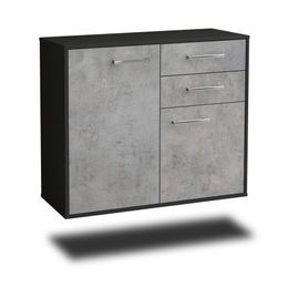 Stil.Zeit Sideboard Huntington Beach | Korpus Anthrazit | Beton hängend mit Griffen (92x79x35cm)