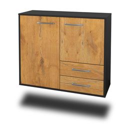 Stil.Zeit Sideboard Sunrise Manor | Korpus Anthrazit | Eiche hängend mit Griffen (92x79x35cm)