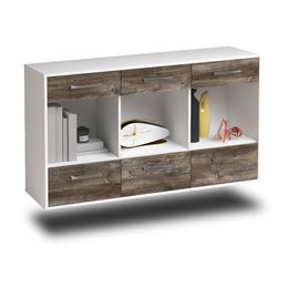 Stil.Zeit Sideboard Torrance | Korpus Weiß | Treibholz hängend mit Griffen (136x79x35cm)