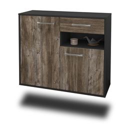 Stil.Zeit Sideboard Augusta | Korpus Anthrazit | Treibholz hängend mit Griffen (92x79x35cm)