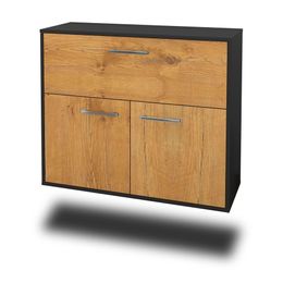 Stil.Zeit Sideboard Irving | Korpus Anthrazit | Eiche hängend mit Griffen (92x79x35cm)