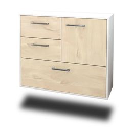 Stil.Zeit Sideboard Rancho Cucamonga | Korpus Weiß | Zeder hängend mit Griffen (92x79x35cm)