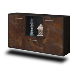 Stil.Zeit Sideboard Garden Grove | Korpus Anthrazit | Rost hängend mit Griffen (136x79x35cm)