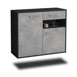 Stil.Zeit Sideboard Augusta | Korpus Anthrazit | Beton hängend mit Griffen (92x79x35cm)