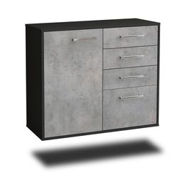 Stil.Zeit Sideboard Tacoma | Korpus Anthrazit | Beton hängend mit Griffen (92x79x35cm)