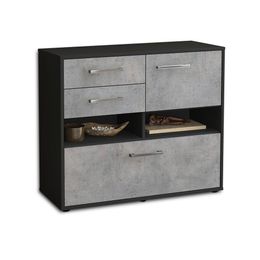 Stil.Zeit Sideboard Cornelia | Korpus Anthrazit | Beton mit Griffen (92x79x35cm)