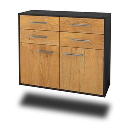 Stil.Zeit Sideboard Grand Rapids | Korpus Anthrazit | Eiche hängend mit Griffen (92x79x35cm)