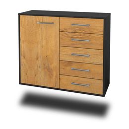 Stil.Zeit Sideboard Yonkers | Korpus Anthrazit | Eiche hängend mit Griffen (92x79x35cm)