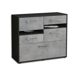 Stil.Zeit Sideboard Daria | Korpus Anthrazit | Beton mit Griffen (92x79x35cm)