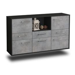 Stil.Zeit Sideboard Pomona | Korpus Anthrazit | Beton hängend mit Griffen (136x79x35cm)