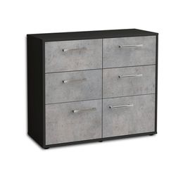 Stil.Zeit Sideboard Dalida | Korpus Anthrazit | Beton mit Griffen (92x79x35cm)