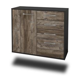 Stil.Zeit Sideboard Tacoma | Korpus Anthrazit | Treibholz hängend mit Griffen (92x79x35cm)