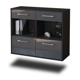 Stil.Zeit Sideboard Mobile | Korpus Anthrazit | Grau hängend mit Griffen (92x79x35cm)