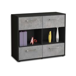 Stil.Zeit Sideboard Daniela | Korpus Anthrazit | Beton mit Griffen (92x79x35cm)