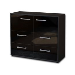 Stil.Zeit Sideboard Dana | Korpus Anthrazit | Schwarz mit Griffen (92x79x35cm)