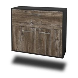 Stil.Zeit Sideboard Irving | Korpus Anthrazit | Treibholz hängend mit Griffen (92x79x35cm)