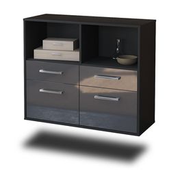 Stil.Zeit Sideboard Moreno Valley | Korpus Anthrazit | Grau hängend mit Griffen (92x79x35cm)