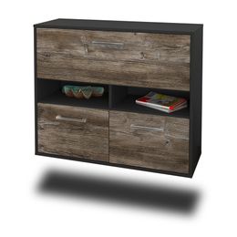 Stil.Zeit Sideboard San Bernardino | Korpus Anthrazit | Treibholz hängend mit Griffen (92x79x35cm)