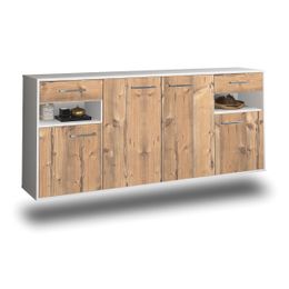 Stil.Zeit Sideboard Killeen | Korpus Weiß | Pinie hängend mit Griffen (180x79x35cm)