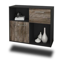 Stil.Zeit Sideboard Shreveport | Korpus Anthrazit | Treibholz hängend mit Griffen (92x79x35cm)