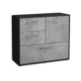 Stil.Zeit Sideboard Deanna | Korpus Anthrazit | Beton mit Griffen (92x79x35cm)