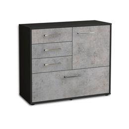 Stil.Zeit Sideboard Corina | Korpus Anthrazit | Beton mit Griffen (92x79x35cm)