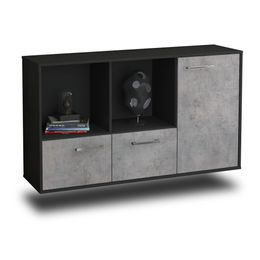 Stil.Zeit Sideboard Springfield | Korpus Anthrazit | Beton hängend mit Griffen (136x79x35cm)