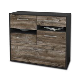 Stil.Zeit Sideboard Daria | Korpus Anthrazit | Treibholz mit Griffen (92x79x35cm)